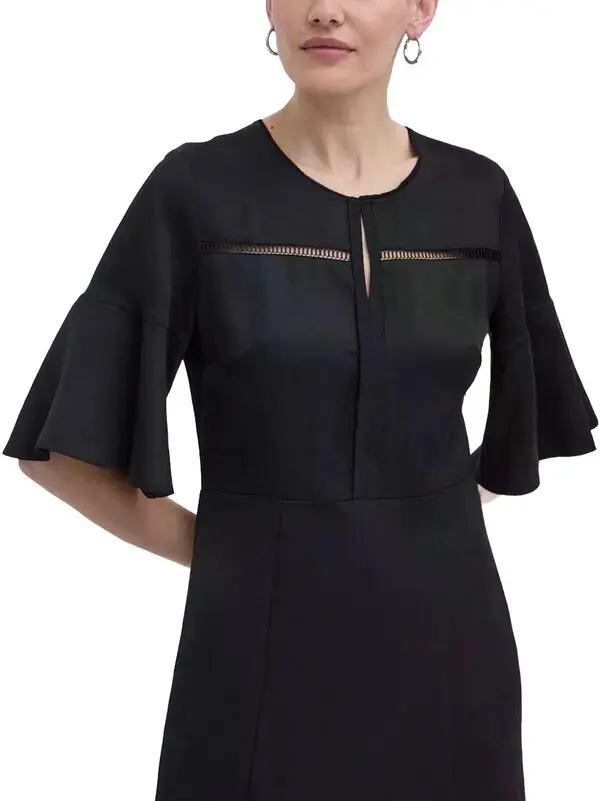 Hugo Boss Flared-sleeve Midi Dress - Black