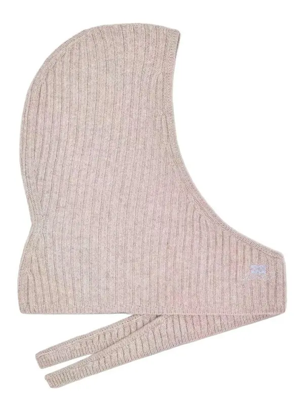GANNI Rib Knit Balaclava - Neutrals