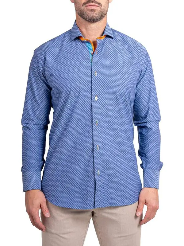MACEOO Einstein Ascension Contemporary Fit Button-up Shirt - Blue