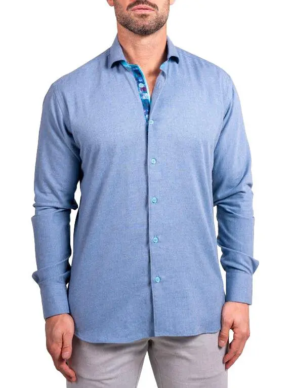 MACEOO Einstein Ascension Contemporary Fit Button-up Shirt - Blue