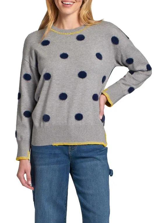 APNY Textured Dot Sweater - Light Heather Grey/navy