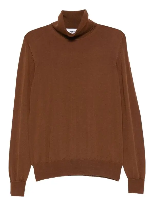 Alpha Studio Wool Turtleneck Sweater - Brown