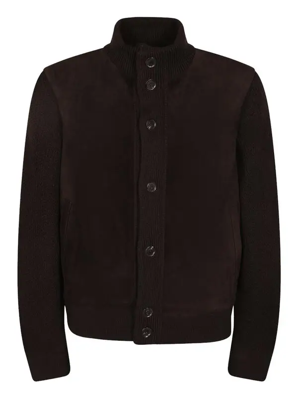 Zegna Suede Blouson With Knit Details - Brown