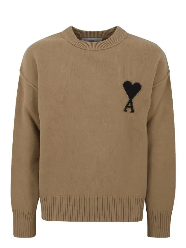 Ami Adc Crewneck Sweater - Camel/black