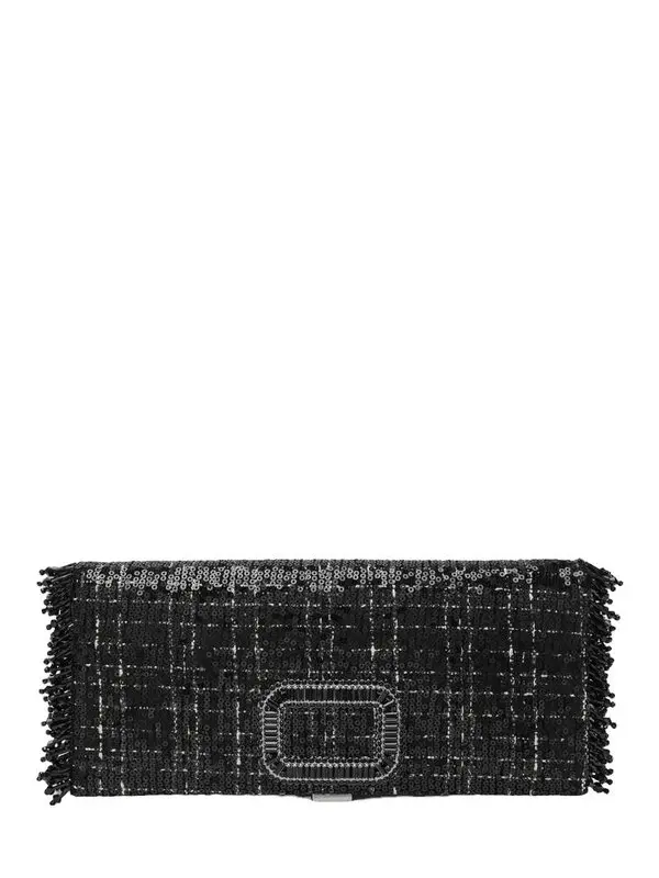 ROGER VIVIER Pilgrim Clutch Bag With Micro Sequins - Black