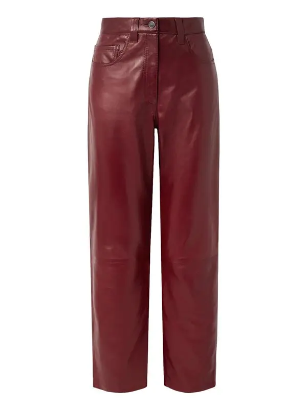 Khaite Callum Leather Straight-leg Pants - Red