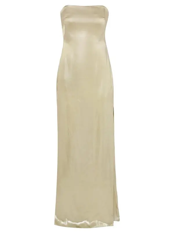Galvan Galvanized Strapless Metallic Gown - Silver