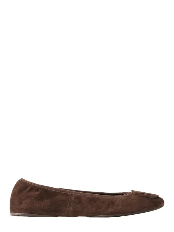 Tory Burch Reva Embellished Suede Ballet Flats - Brown