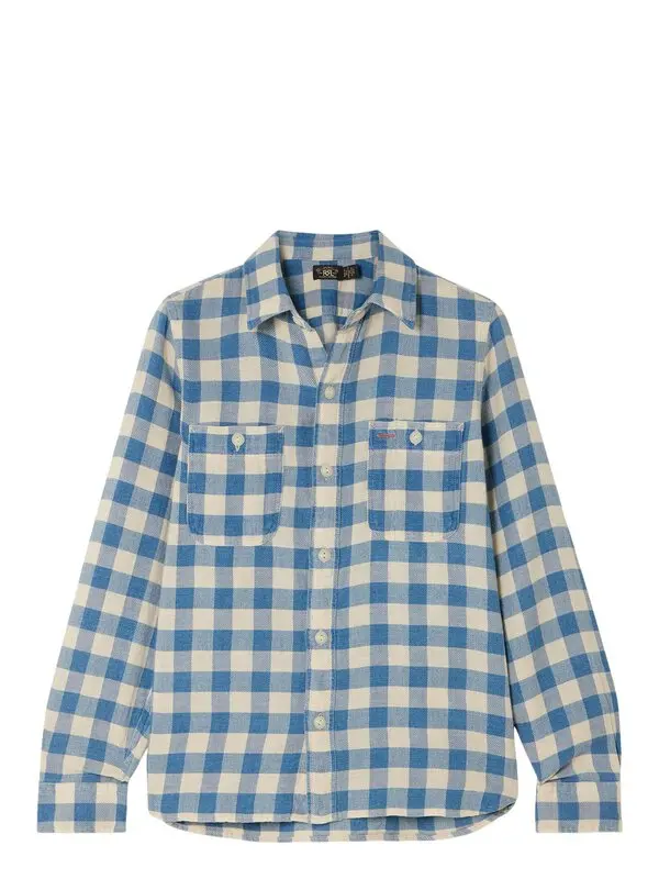 Ralph Lauren Farrell Gingham Cotton And Linen-blend Shirt - Blue