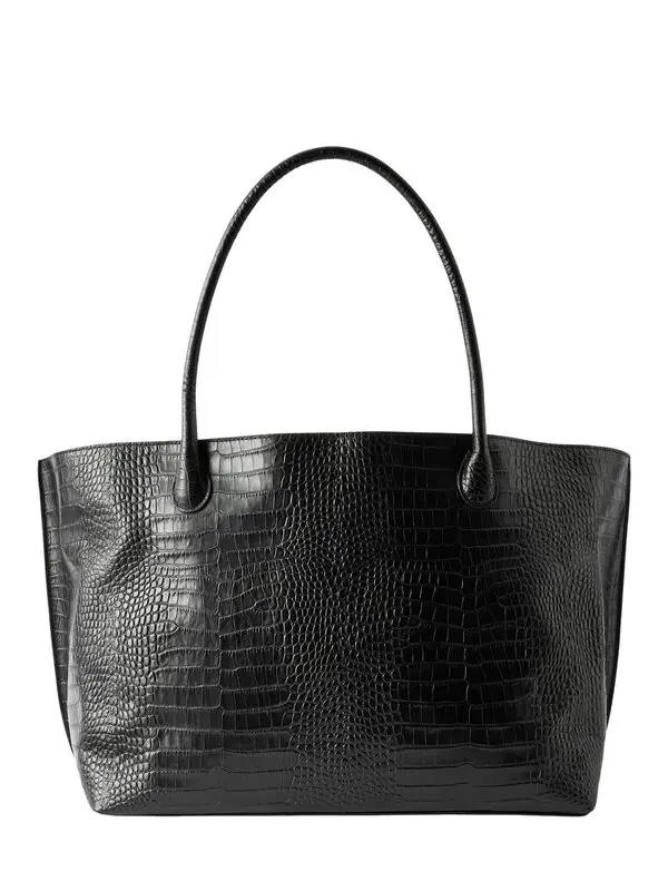 Lié Studio The Eva Weekend Croc-effect Leather Tote - Black