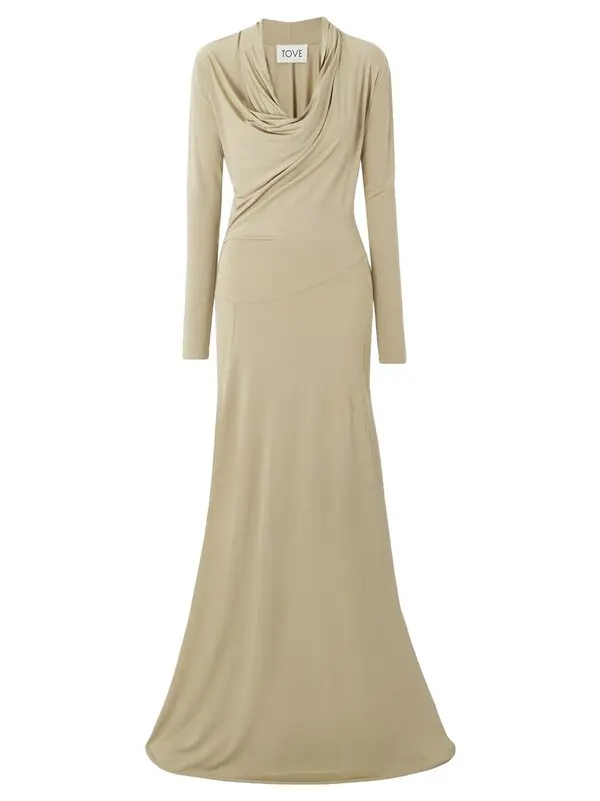 Tove Vevina Draped Pleated Jersey Maxi Dress - Green