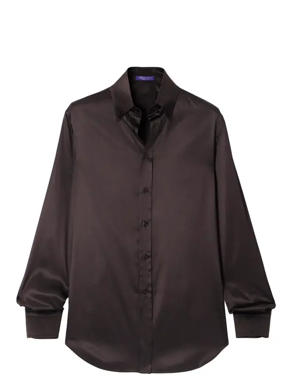 Ralph Lauren Cameron Stretch-silk Satin Shirt - Brown
