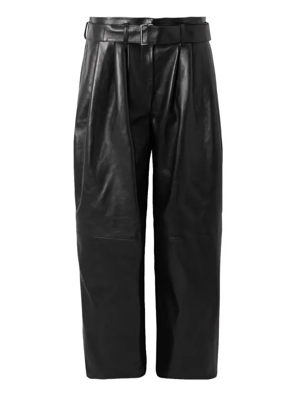 Magda Butrym Belted Leather Tapered Pants - Black