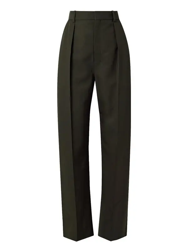 LEMAIRE Pleated Wool-blend Twill Trousers - Green