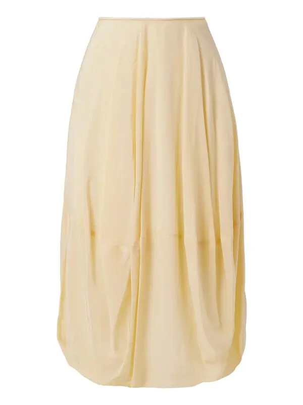 LEMAIRE Balloon Organic Silk Crepe De Chine Midi Skirt - Yellow