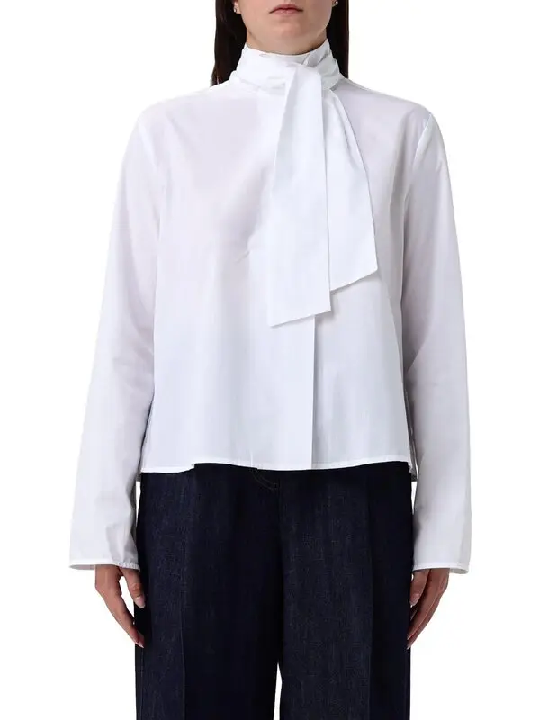 SEMICOUTURE Tie Neck Shirt - White