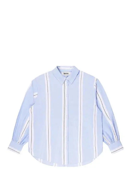 RO&ZO Striped Relaxed-fit Cotton Shirt - Blue