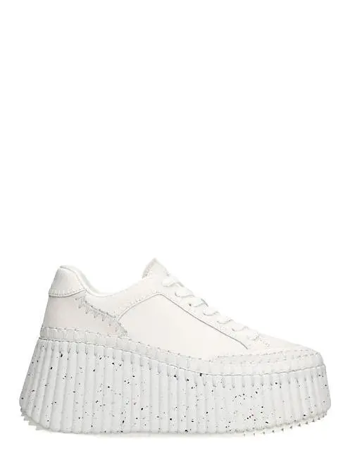 Chloé Nama Wedge Leather Trainers - White