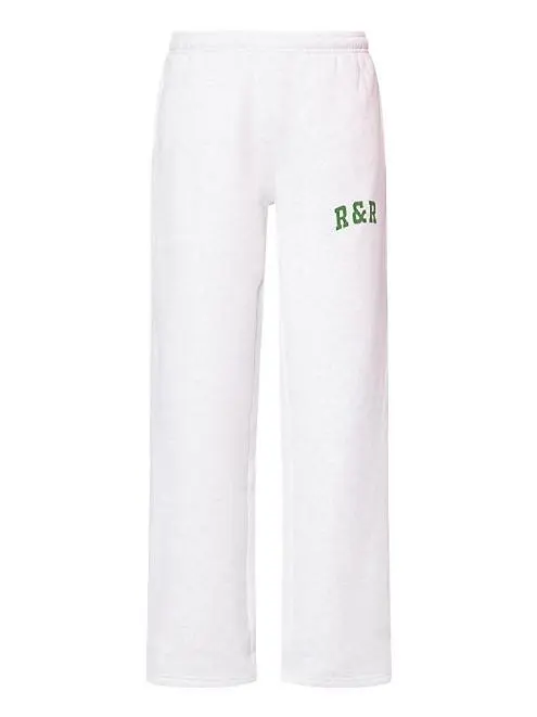RU & ROCKA Logo-print Jersey Jogging Bottoms - Grey Green
