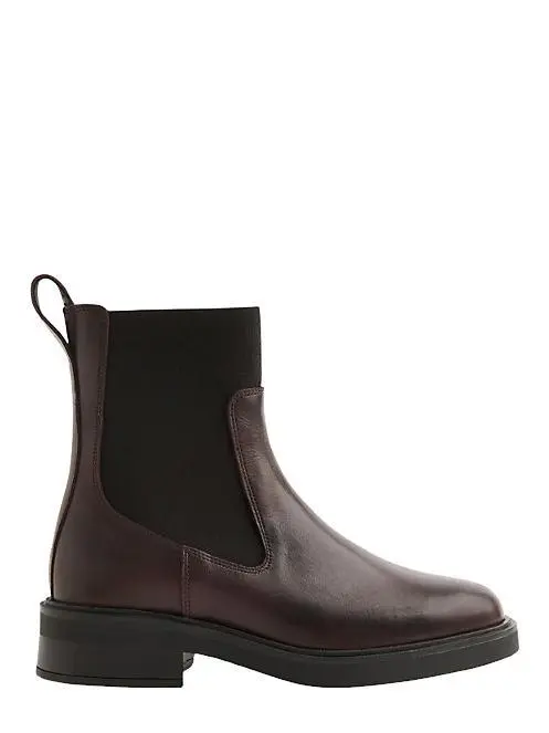 Whistles Elasticated Leather Chelsea Boots - Plum/claret