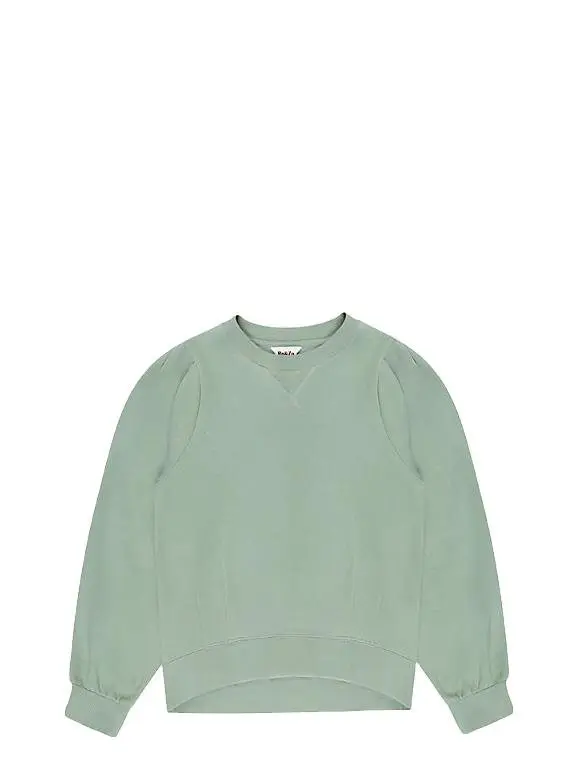 RO&ZO Relaxed-fit Puff-sleeve Cotton-blend Sweatshirt - Green