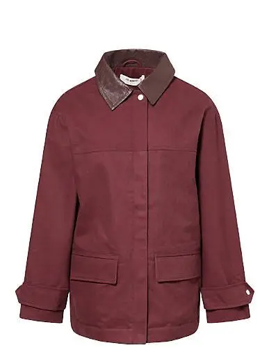 4TH & RECKLESS Contrast-collar Cotton Jacket - Burgundy