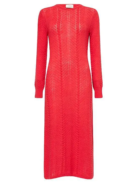 Max Mara Aire Cable Knit Maxi Dress - Red Plain