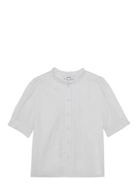REISS Aurelia Puff-sleeve Cotton Top - White