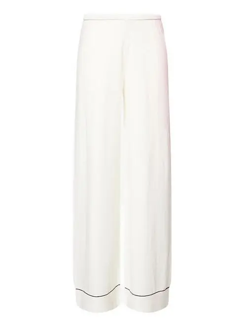 THE COUTURE CLUB Wide-leg Knit Jogging Bottoms With Embroidered Logo - Cream