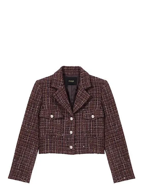 Maje Chest-pocket Tweed Jacket - Brown