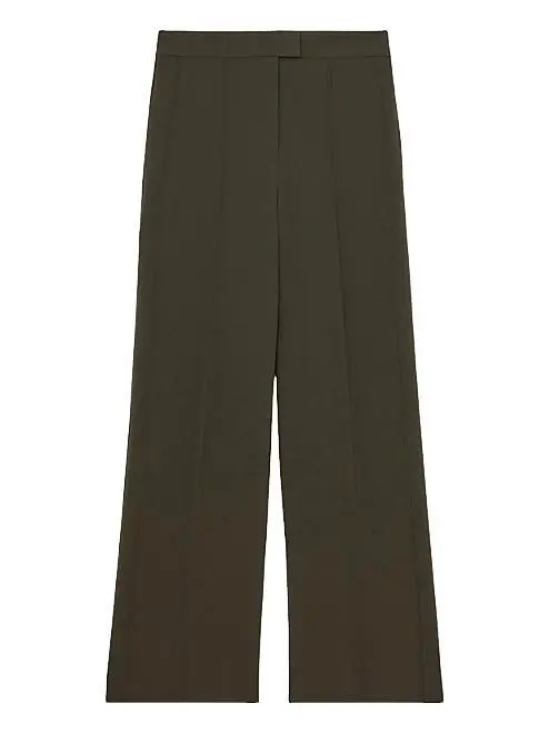 REISS Atelier Soliel Wide-leg Crepe Trousers - Khaki
