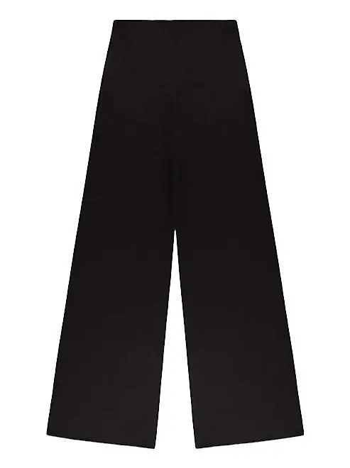 RO&ZO High-rise Wide-leg Satin Trousers - Black