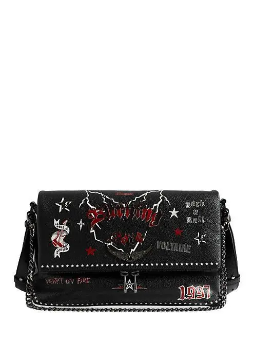 Zadig&Voltaire Rocky Ii Printed Leather Cross-body Bag - Black