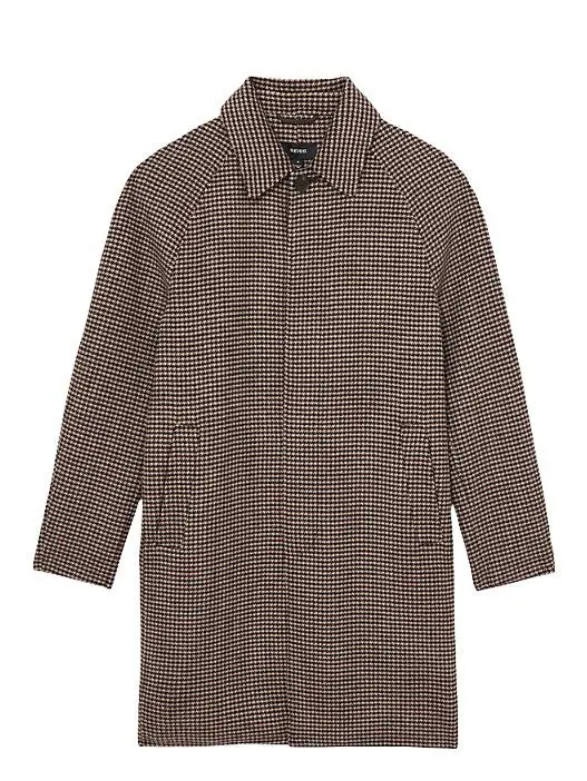 REISS Dogtooth-check Wool-blend Overcoat - Brown
