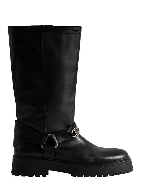 Zadig&Voltaire Angie Leather Biker Boots - Black