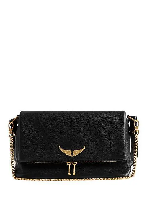 Zadig&Voltaire Rocky Ii Wing-embellished Leather Cross-body Bag - Black Gold