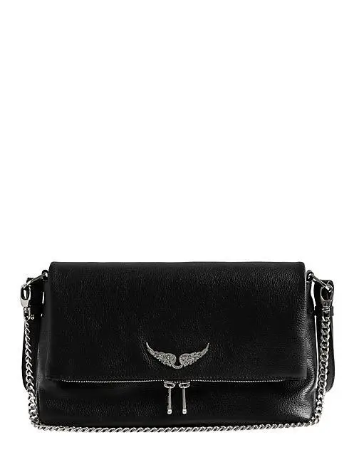 Zadig&Voltaire Rocky Ii Wing-embellished Leather Cross-body Bag - Black