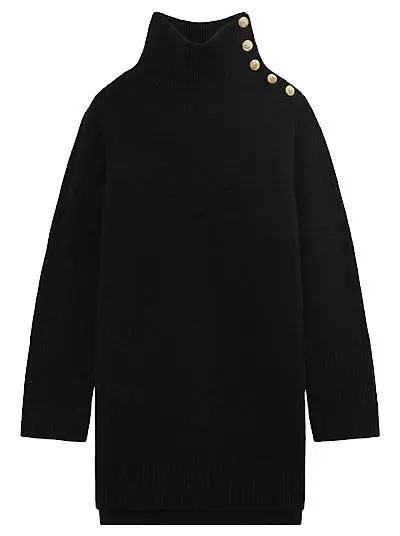 The Kooples Funnel-neck Wool Mini Dress - Black