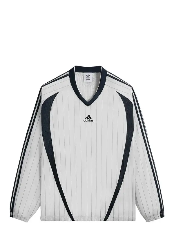 Kith For Adidas Football Pinstripe Long Sleeve V-neck - White