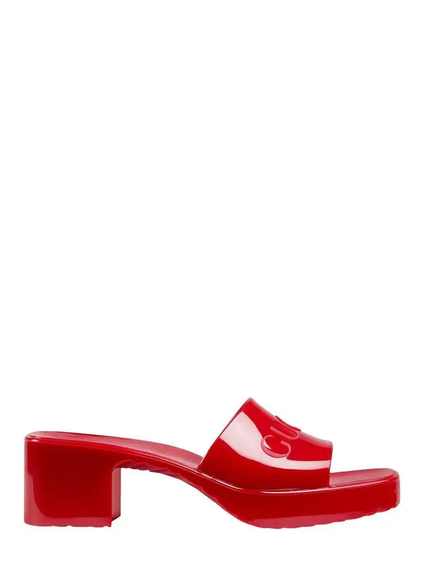 Gucci 60mm Heeled Slide Sandal - Red