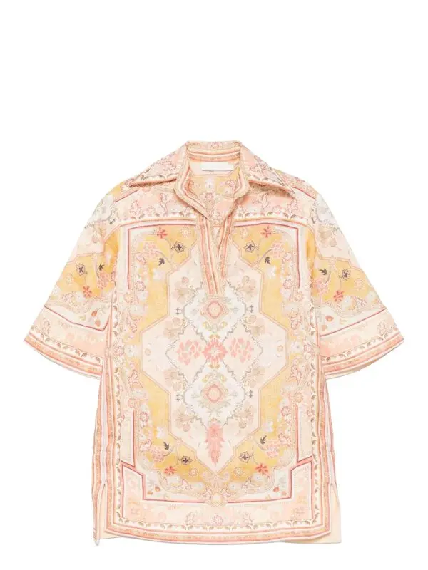 Zimmermann Wylie Printed Linen Tunic - Beige