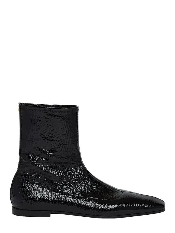 Valentino Garavani Glovely Patent Zip Ankle Boots - Black