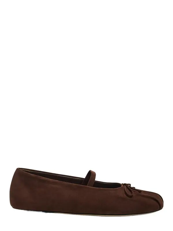 STUART WEITZMAN Prima Suede Ballerina Flats - Brown