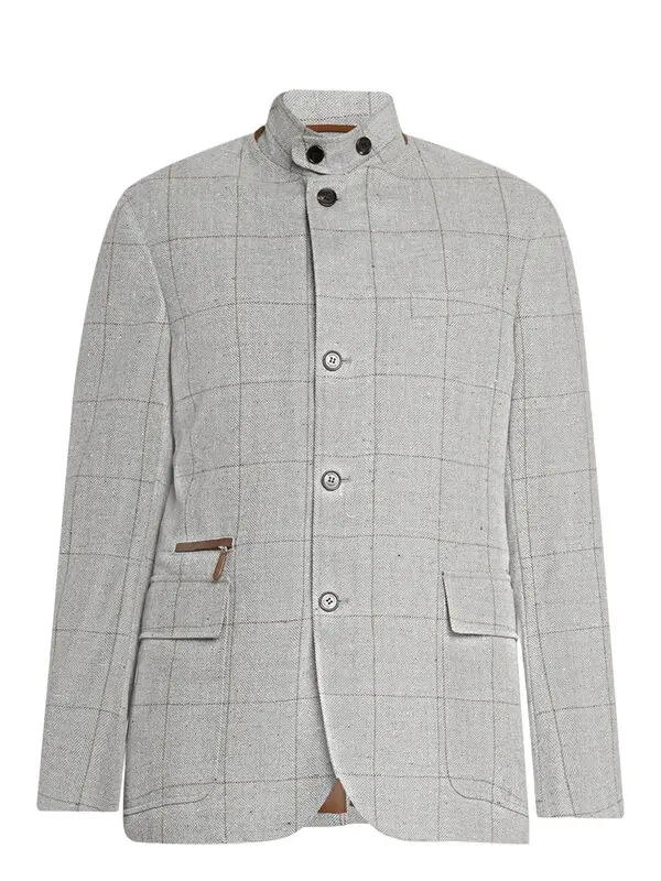 Dunhill Windowpane Check Herringbone Jacket - Ltgray