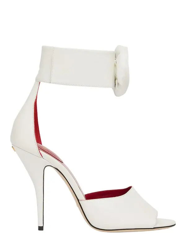 Valentino Garavani Embellished Rose Leather Sandals - Bianco Multi