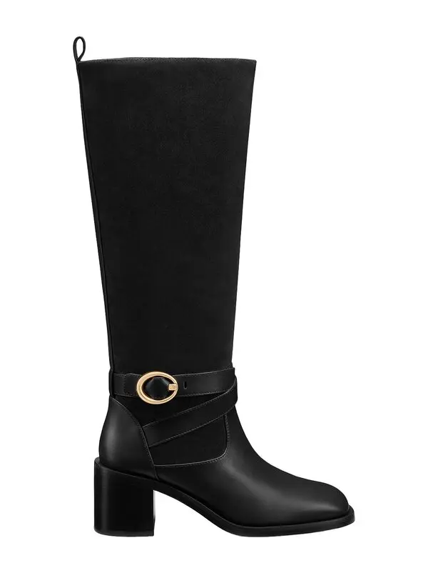 STUART WEITZMAN 55mm Benni Mixed Leather Riding Boots - Black