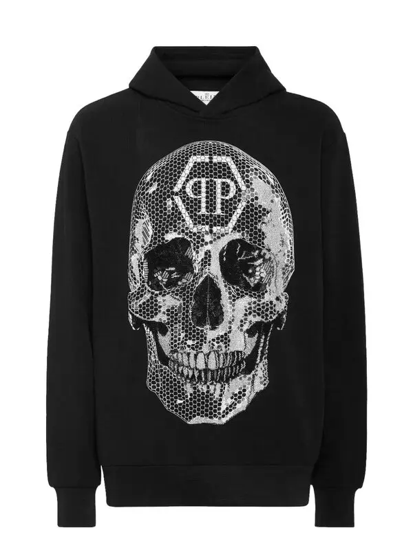 Philipp Plein Skull-rhinestone Hoodie - Black