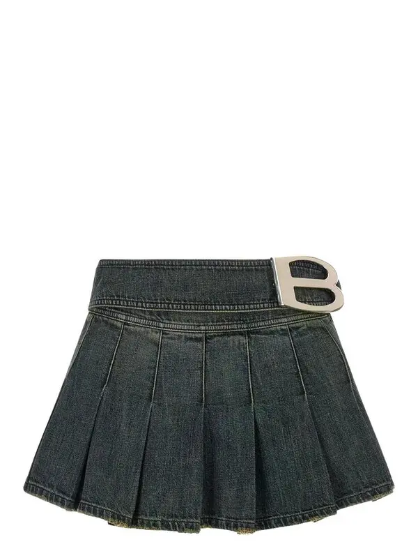 Balenciaga B-buckle Pleated Mini Skirt - Blue