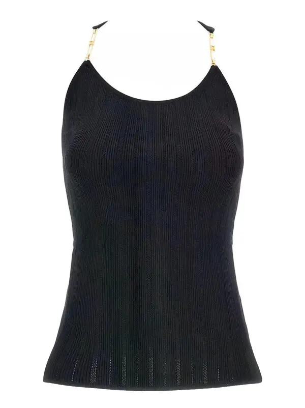 Elisabetta Franchi Chain-strap Ribbed Tank Top - Black