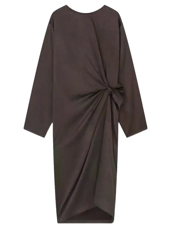 AERON Twist-front Satin Midi Dress - Brown